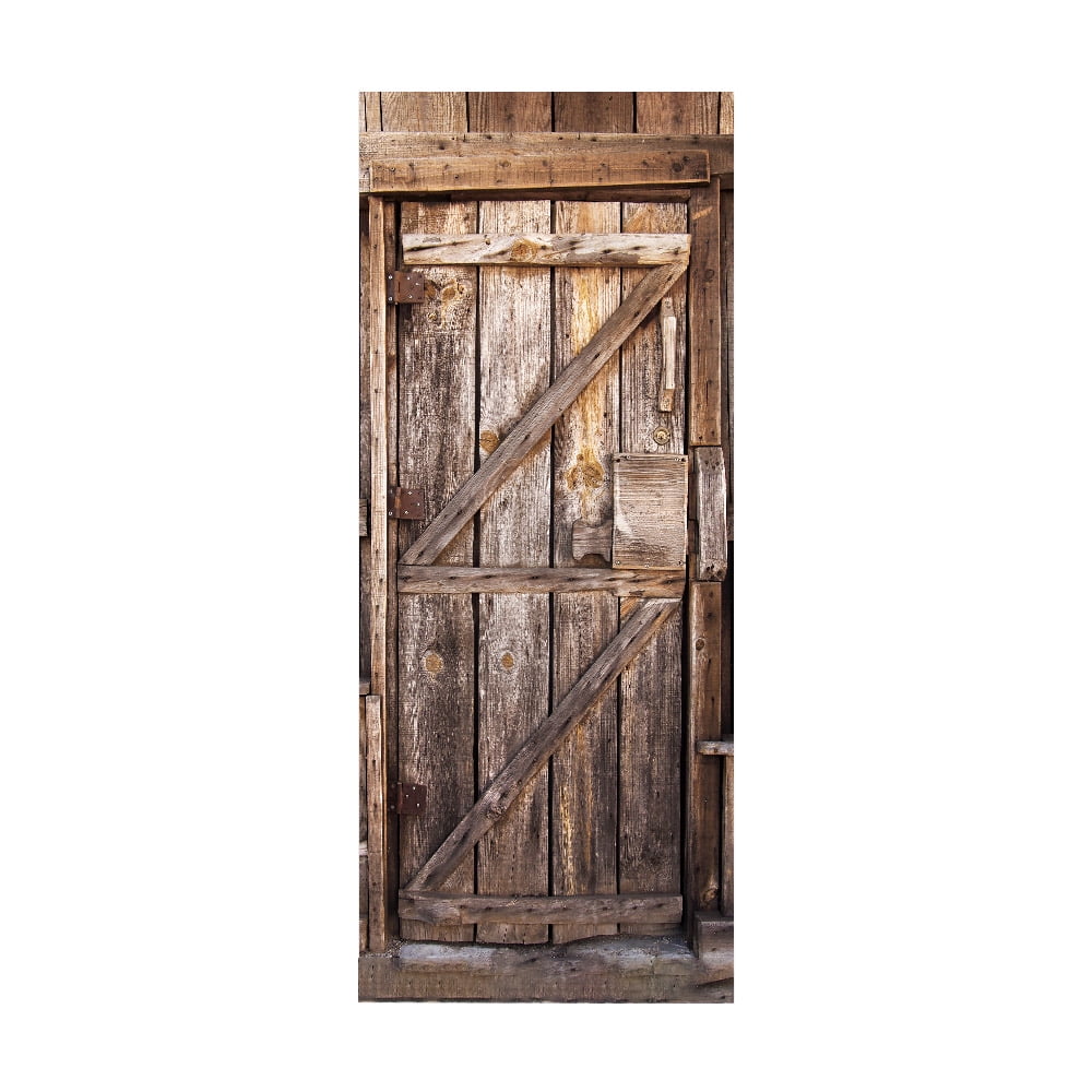 Imitation Wood Doors Wallpaper Retro 3D Self-Adhesive Vinyl Door ...