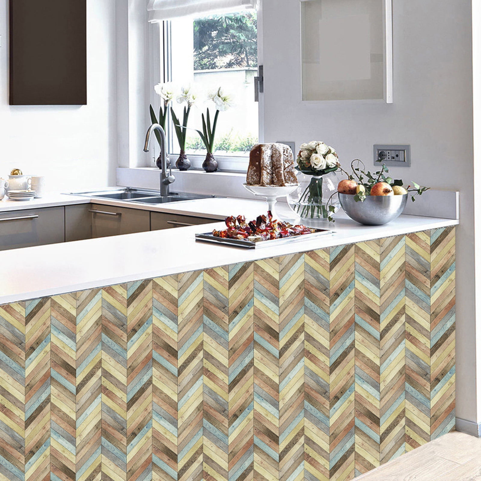 Imitation Wood Grain Tile Stickers Retro Brick Pattern Floor Stickers ...