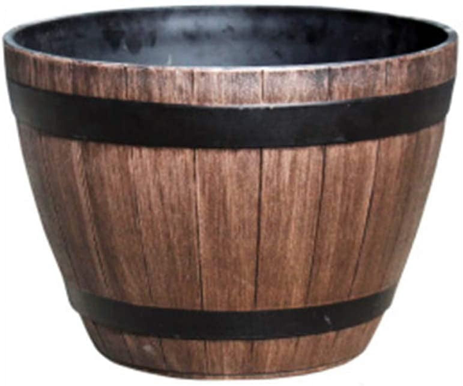 Imitation Wooden Barrel PP Resin Flower Pot Imitated Wood Planting ...