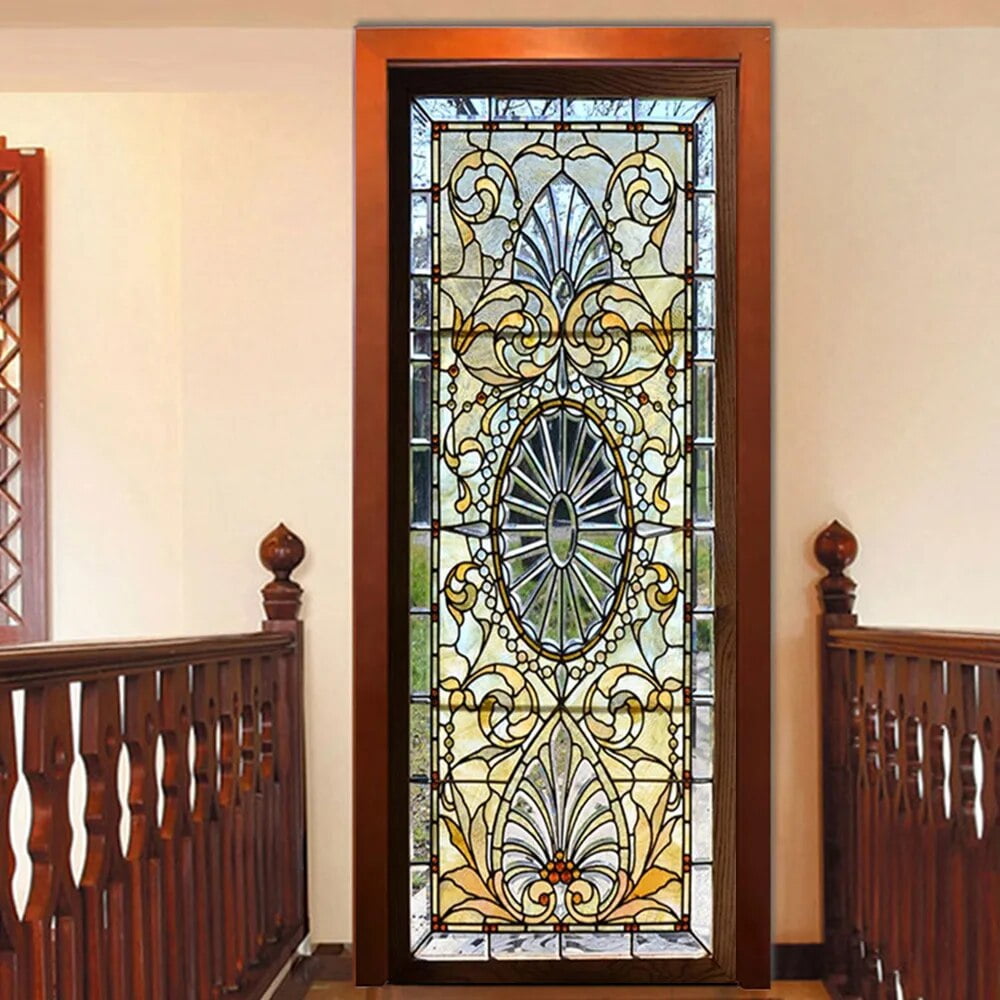 Imitation Wooden Door Modern Lines Door Sticker Abstract Art Mural ...