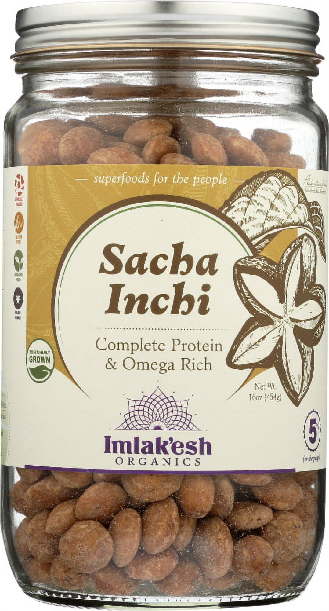 Imlak'esh Organics Sacha Inchi Nuts, Roasted & Salted, Organic-16 oz ...