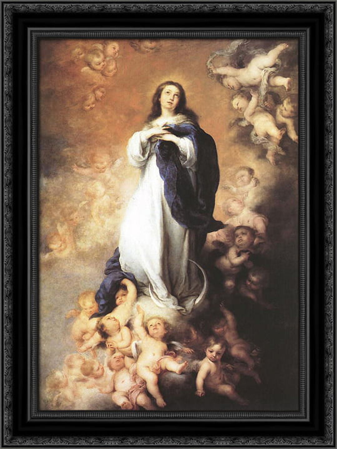 Immaculate Conception 19x24 Black Ornate Wood Framed Canvas Art by Murillo, Bartolome Esteban ...