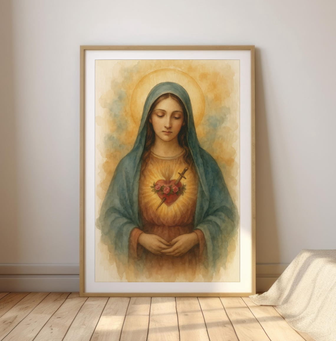 Immaculate Heart Of Mary Watercolor Marian Art Catholic Wall Art ...