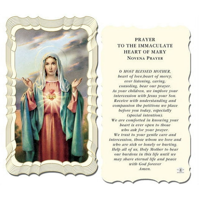 Immaculate Heart of Mary Catholic Prayer Holy Card with Prayer on Back ...