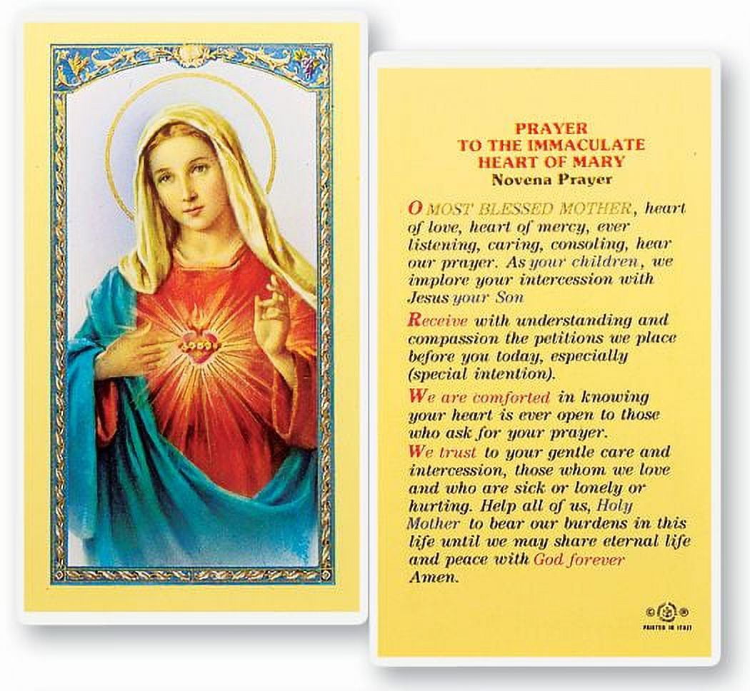 Immaculate Heart of Mary Novena Laminated Catholic Prayer Holy Card ...