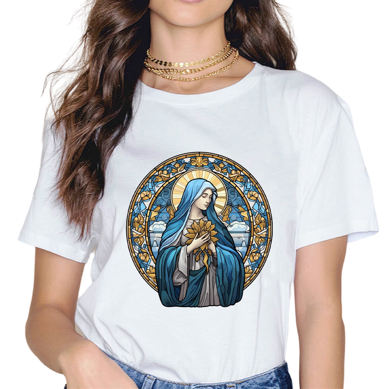 Immaculate Heart of Mary Our Blessed Mother Catholic Vintage Women T ...