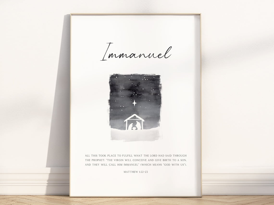 Immanuel God With Us Nativity Scene Wall Art, Matthew 1:22-23 Christian ...