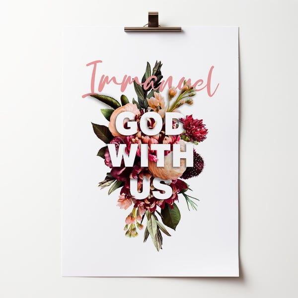 Immanuel, God With Us, Poster, Matthew 1 Verse 23, Christian Christmas ...