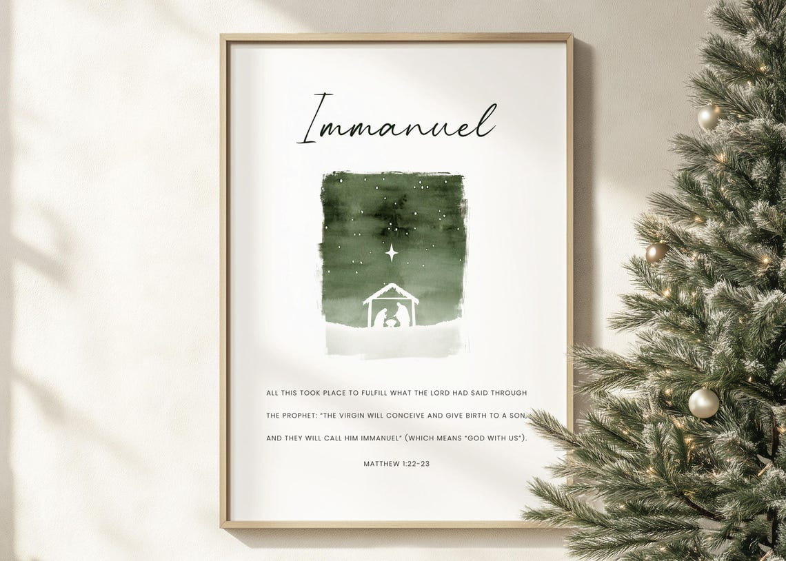 Immanuel God with us Christmas Nativity Scene wall art, Matthew 1:22-23 ...