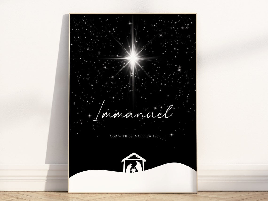 Immanuel God with us Christmas Nativity Scene wall art, Matthew 1:23 ...
