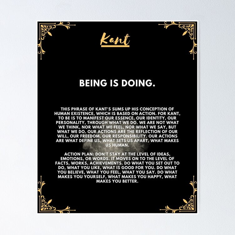 Immanuel Kant: Being Is Doing, Thinking Is Acting Poster- Unframed ...