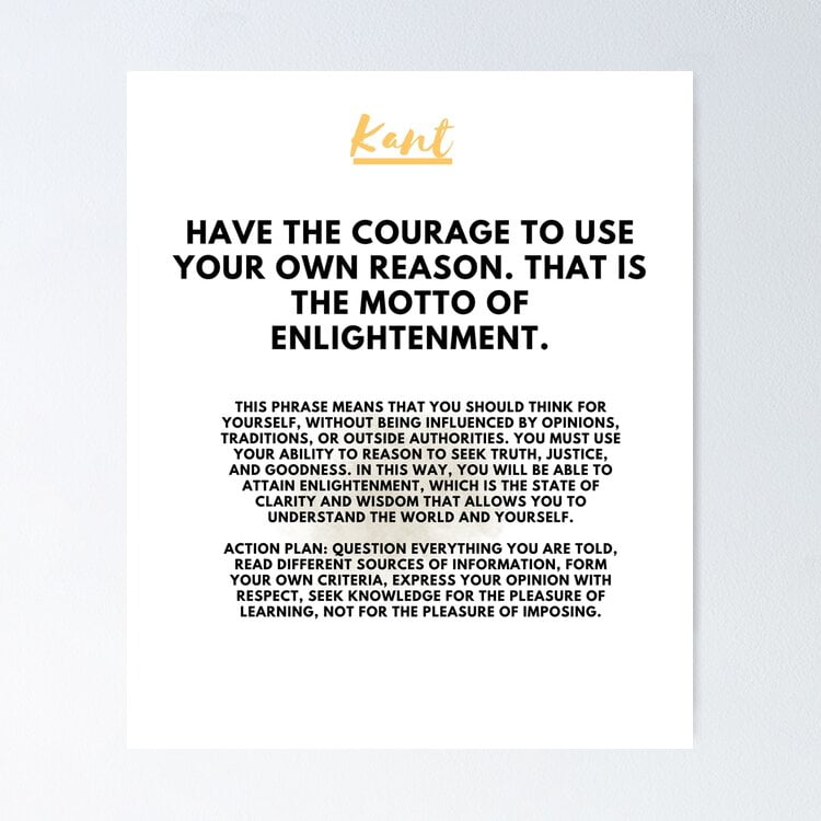 Immanuel Kant: The Motto Of Enlightenment Poster- Unframed Poster ...