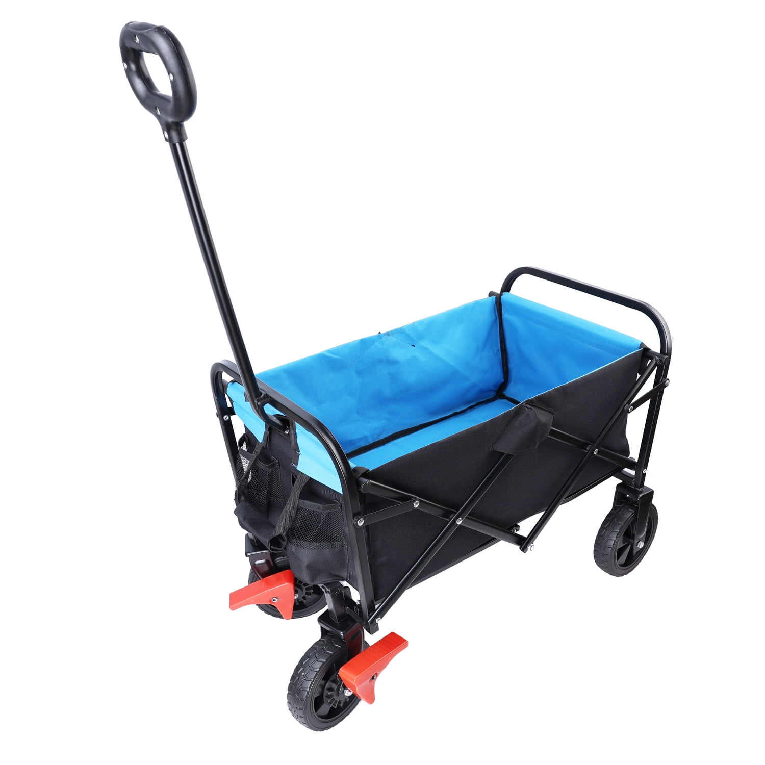 Immere Mini Folding Wagon - Garden Shopping Beach Cart (Black+Blue ...