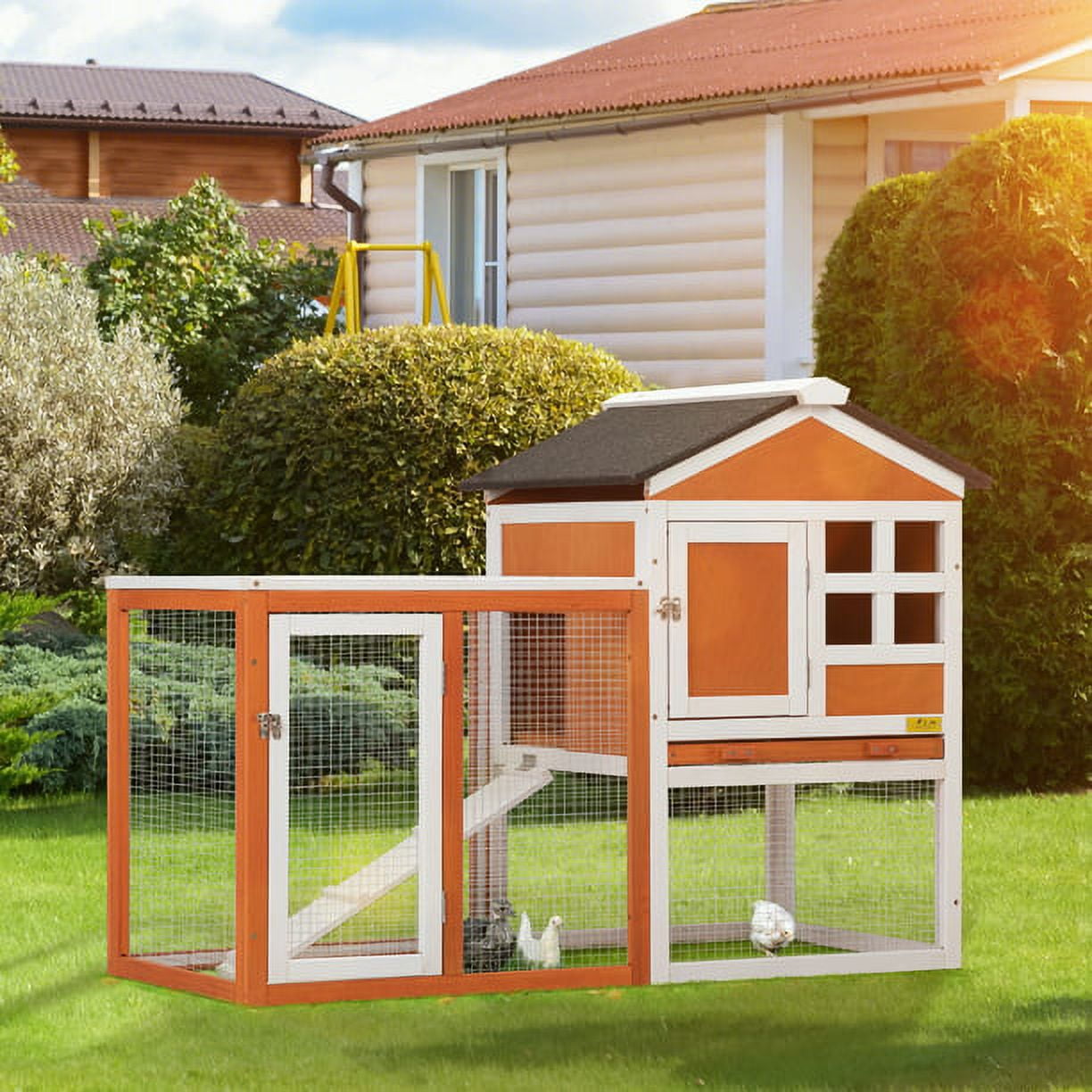 Immere Rabbit Hutch Cage 2 Tiers Wooden Rabbit Hutch Bunny Cage ...