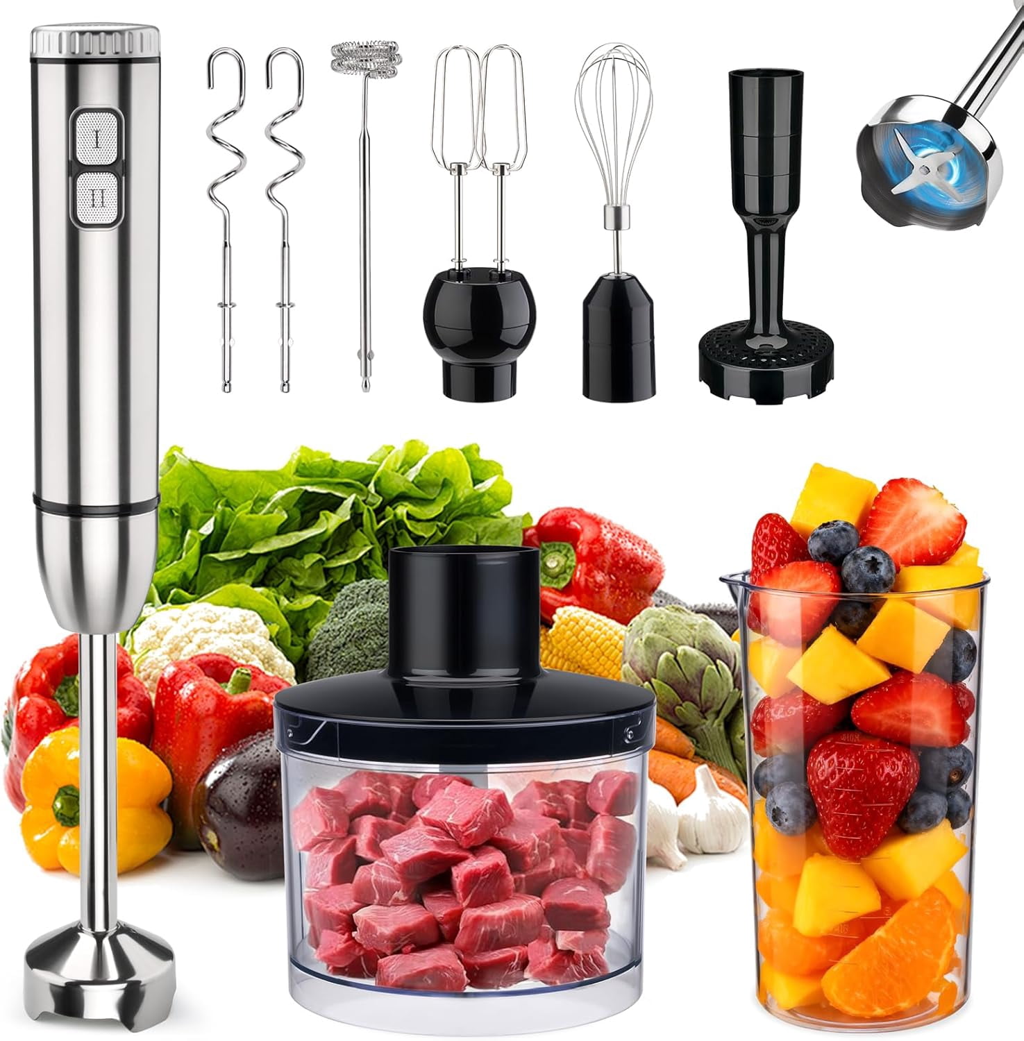 Immersion 8 in 1 Hand Blender 25 Speed & Turbo Mode Handheld Blenders ...