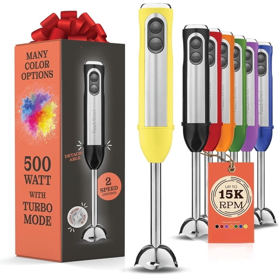Immersion Blender, Electric Hand Blender 500 Watt with Turbo Mode ...