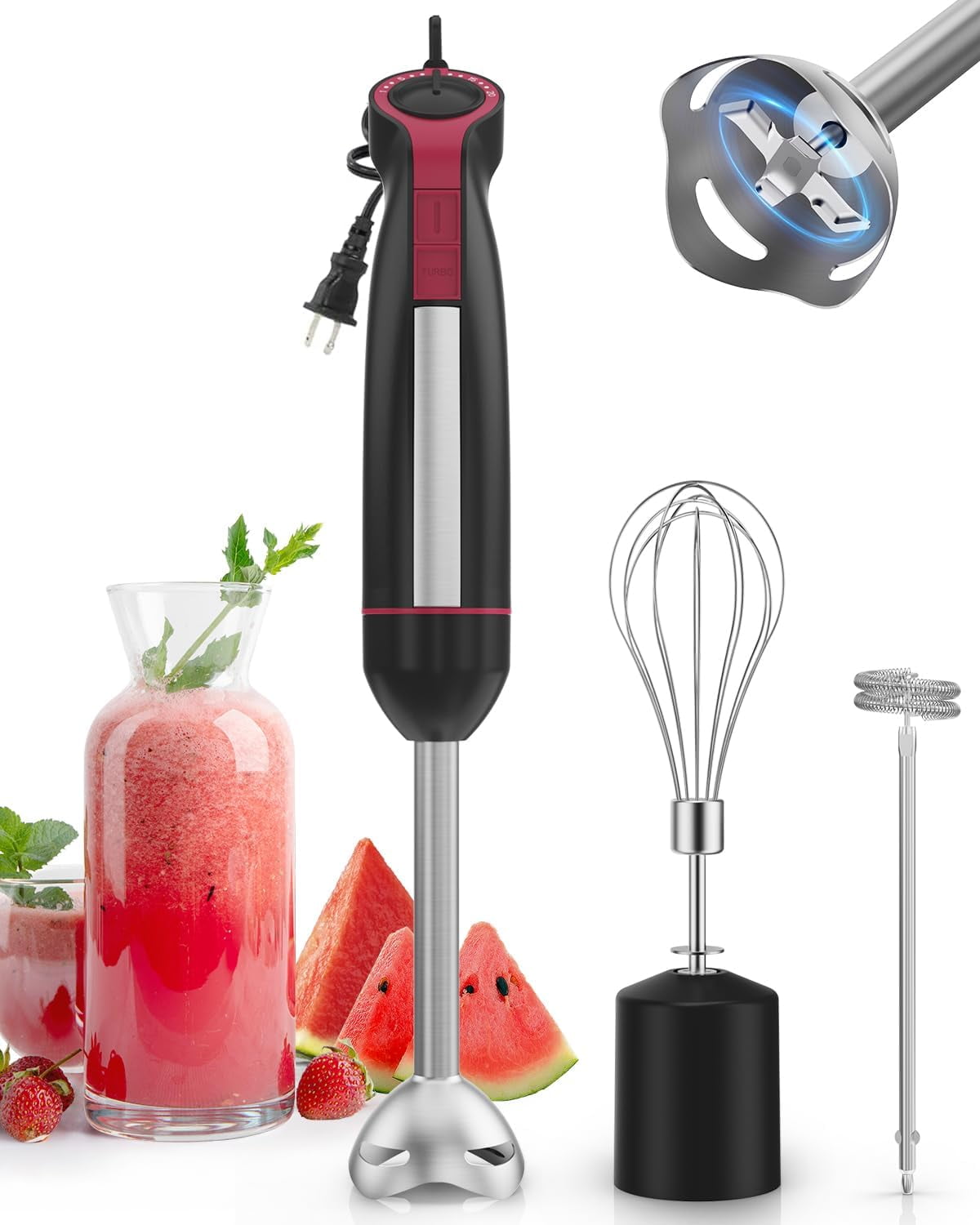 Immersion Blender Handheld 1000W, 3-in-1 Stick Hand Blenders for ...