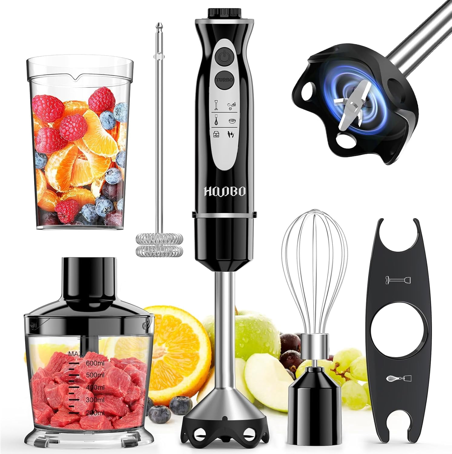Immersion Blender Handheld 1000W Powerful Scratch Resistant Hand Blenders for Kitchen, Stick ...