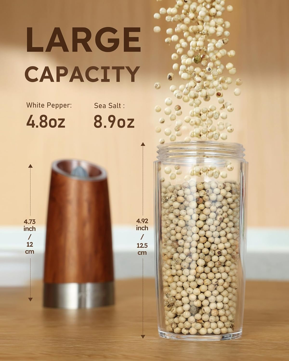 Immersion Blender Handheld & Gravity Electric Salt and Pepper Grinder ...