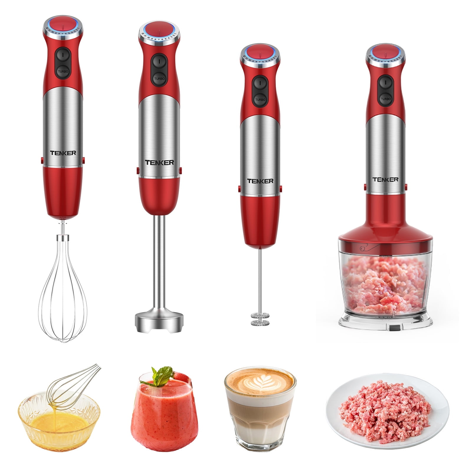 Immersion Blender Handheld for Kitchen, 5-in-1 Multi-Purpose Hand Blender, 12-Speed Stick ...
