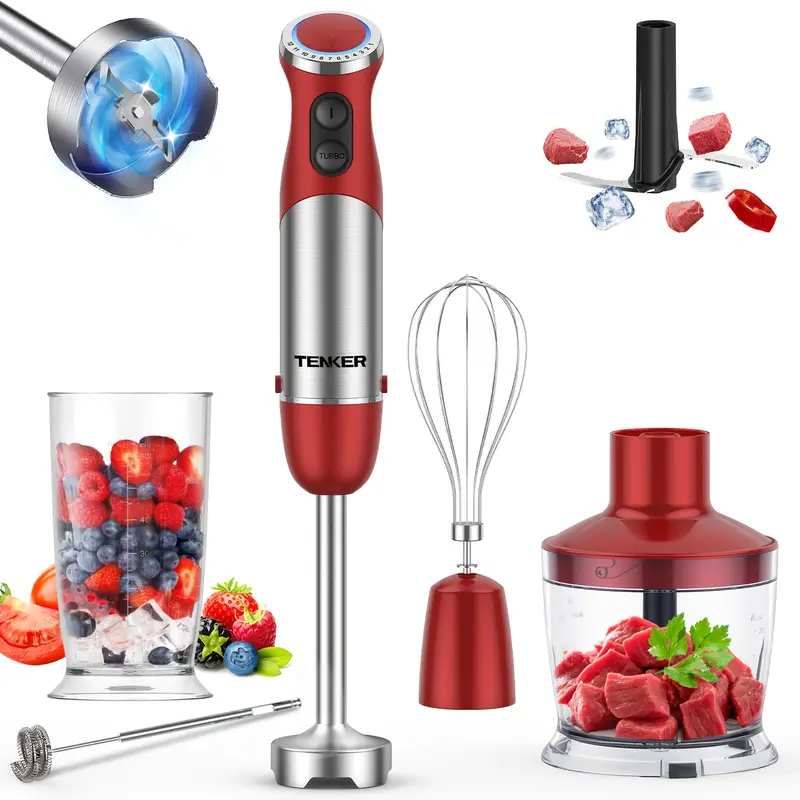 Immersion Blender Handheld for Kitchen, 5-in-1 Multi-Purpose Hand Blender, 12-Speed Stick ...