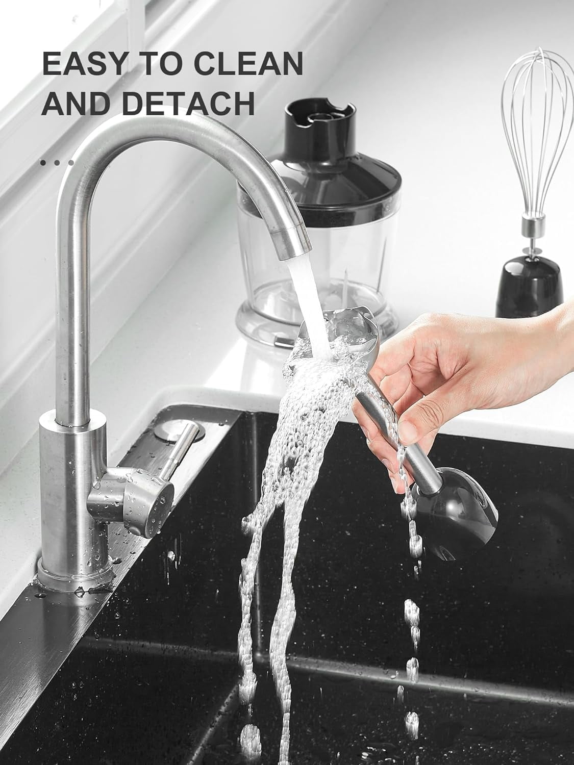 Immersion Hand Blender- Handheld Immersion Blender with Egg Whisk and ...
