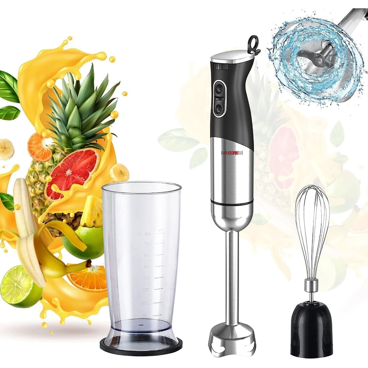 5 Core Immersion Hand Blender 400/500W, Electric Kitchen Food Mixer w 2 ...
