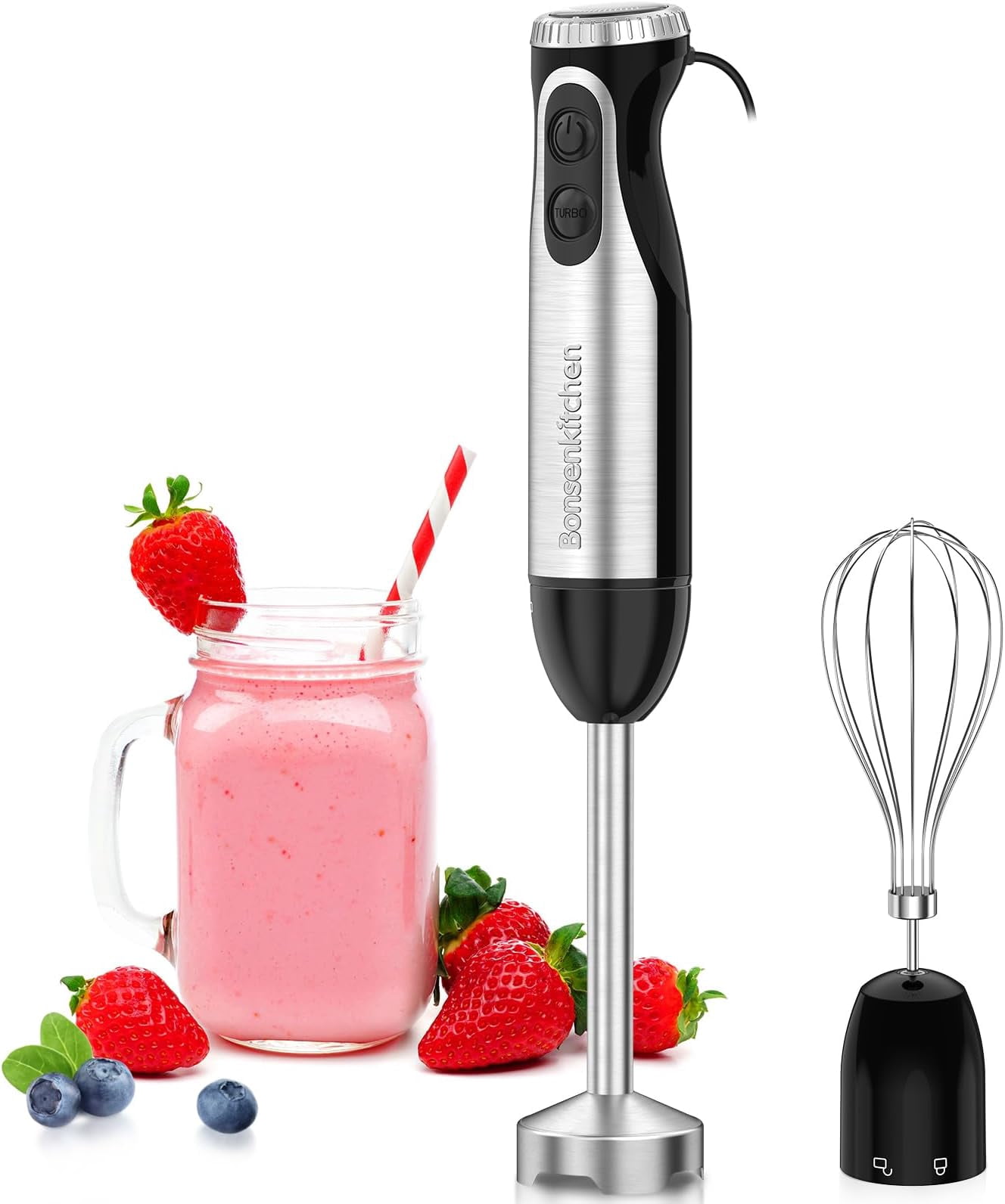 Immersion Handheld Blender with Whisk, 20-Speed & Turbo Mode Hand ...