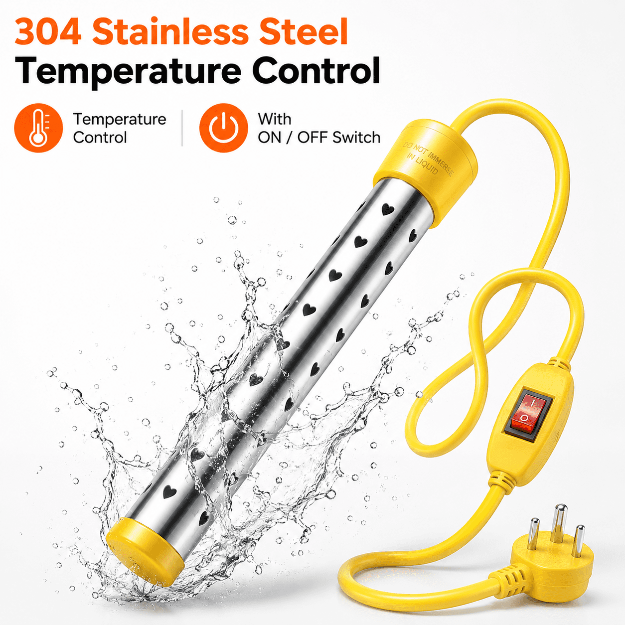 Immersion Water Heater, Portable Bucket Heater with Switch ...