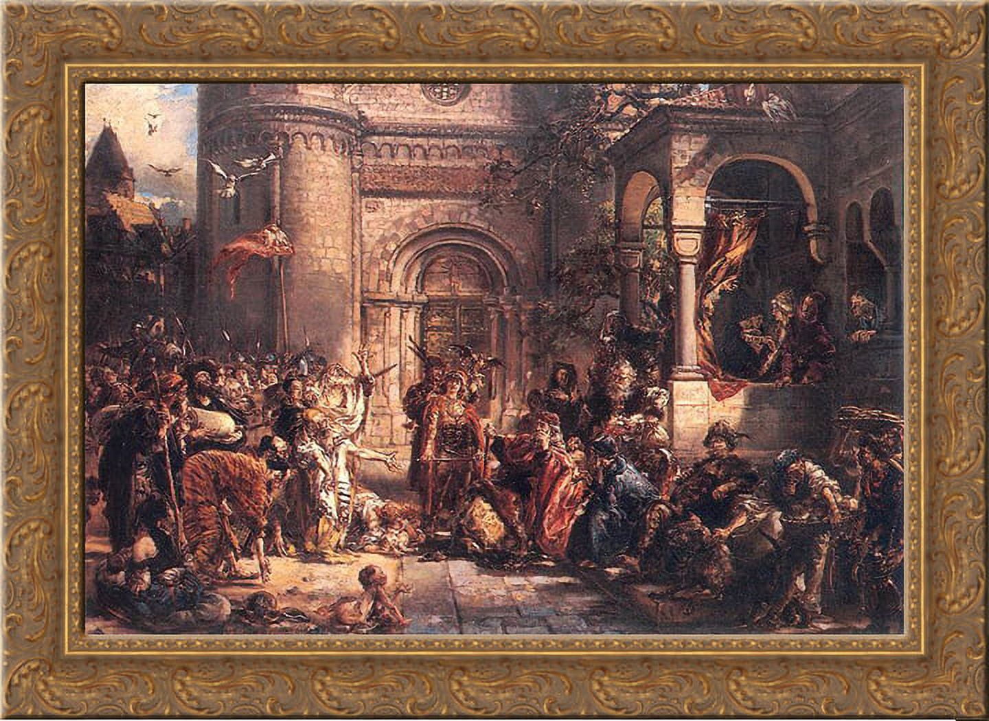 Immigration of the Jews 24x20 Gold Ornate Wood Framed Canvas Art by ...