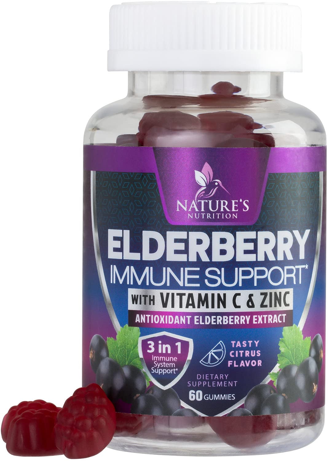 Immune Support Gummies - Powerful Elderberry, Zinc & Vitamin C Gummy ...