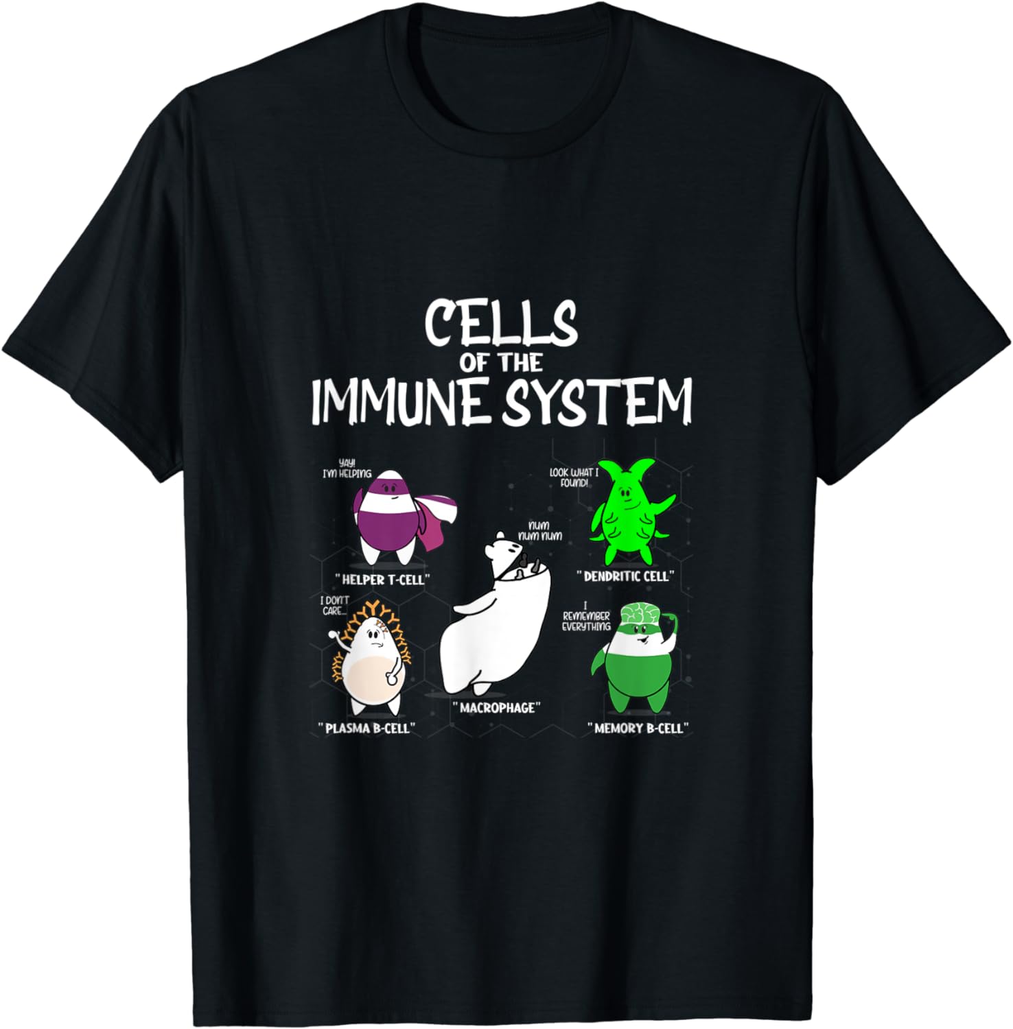 Immune System Cells Biology Cell Science Humor Immunologist T-Shirt ...