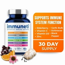 Immuneti Advanced Immune Defense, 5-in-1 Blend with Vitamin C, Elderberries, Zinc, Garlic ...