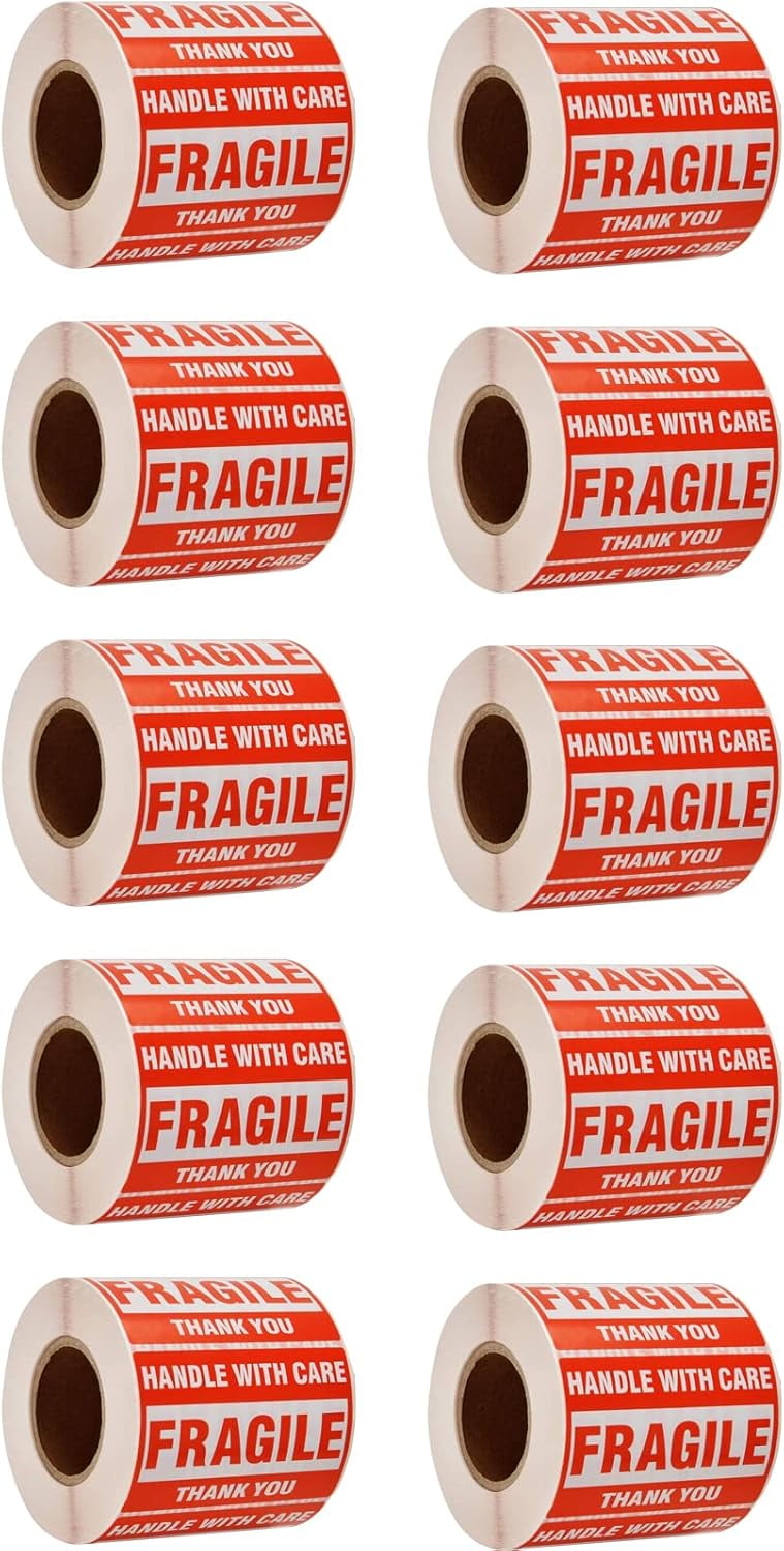 Immuson Warning Fragile Tape, 3" X 2" Fragile Handle with Care Warning ...