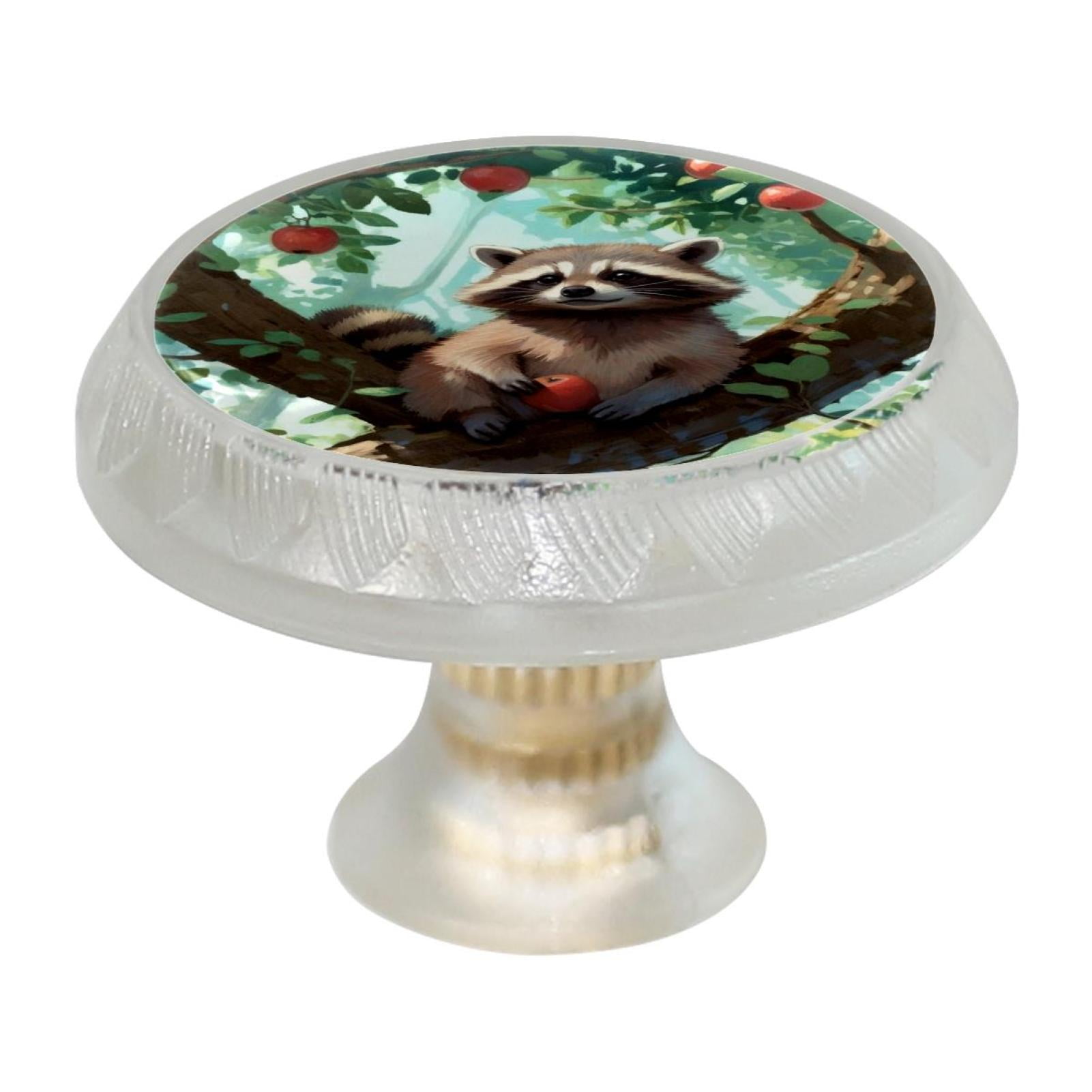 Imobaby 4 Pcs Plastic Round Cabinet Knob Home Decor - Raccoons Eating ...