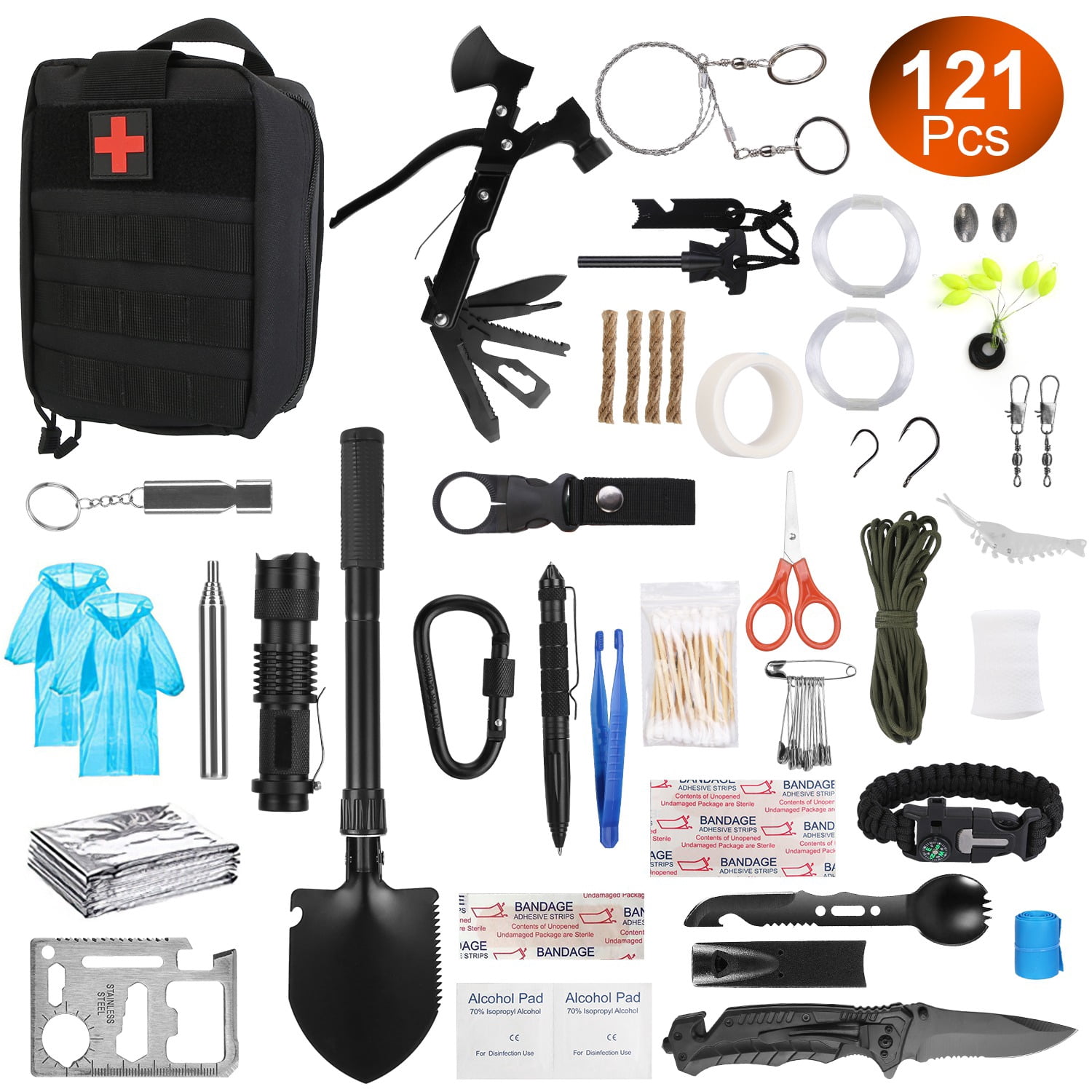 Imountek 121Pcs Survival Kits, Emergency First Aid Supplies Outdoor ...
