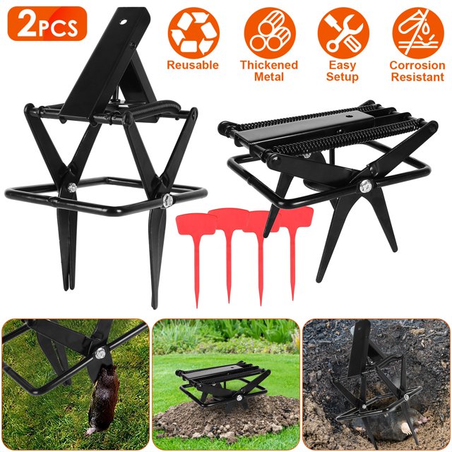 Imountek 2Pcs Upgraded Metal Mole Scissor Traps, Easy Setup Reusable ...