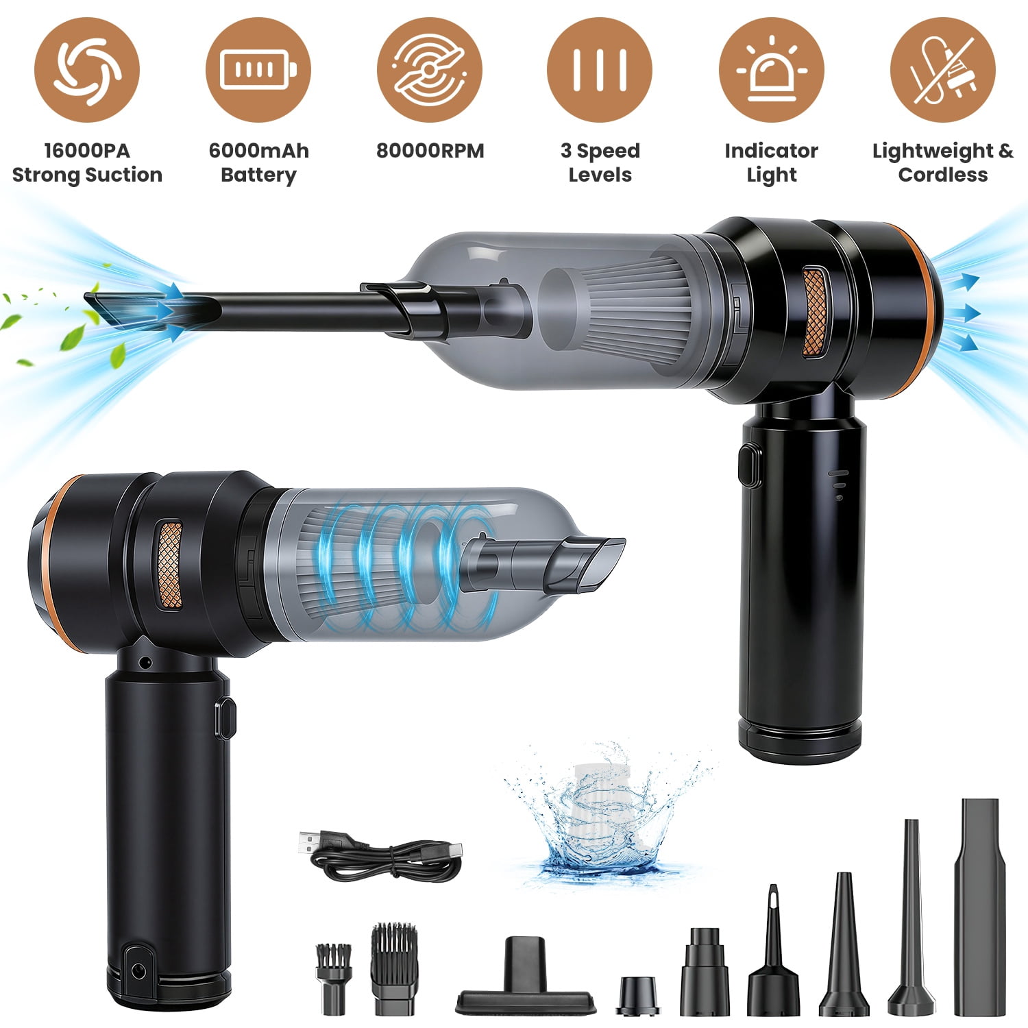 Imountek 4 in 1 Cordless Handheld Vacuum Cleaner 16000PA Brushless ...