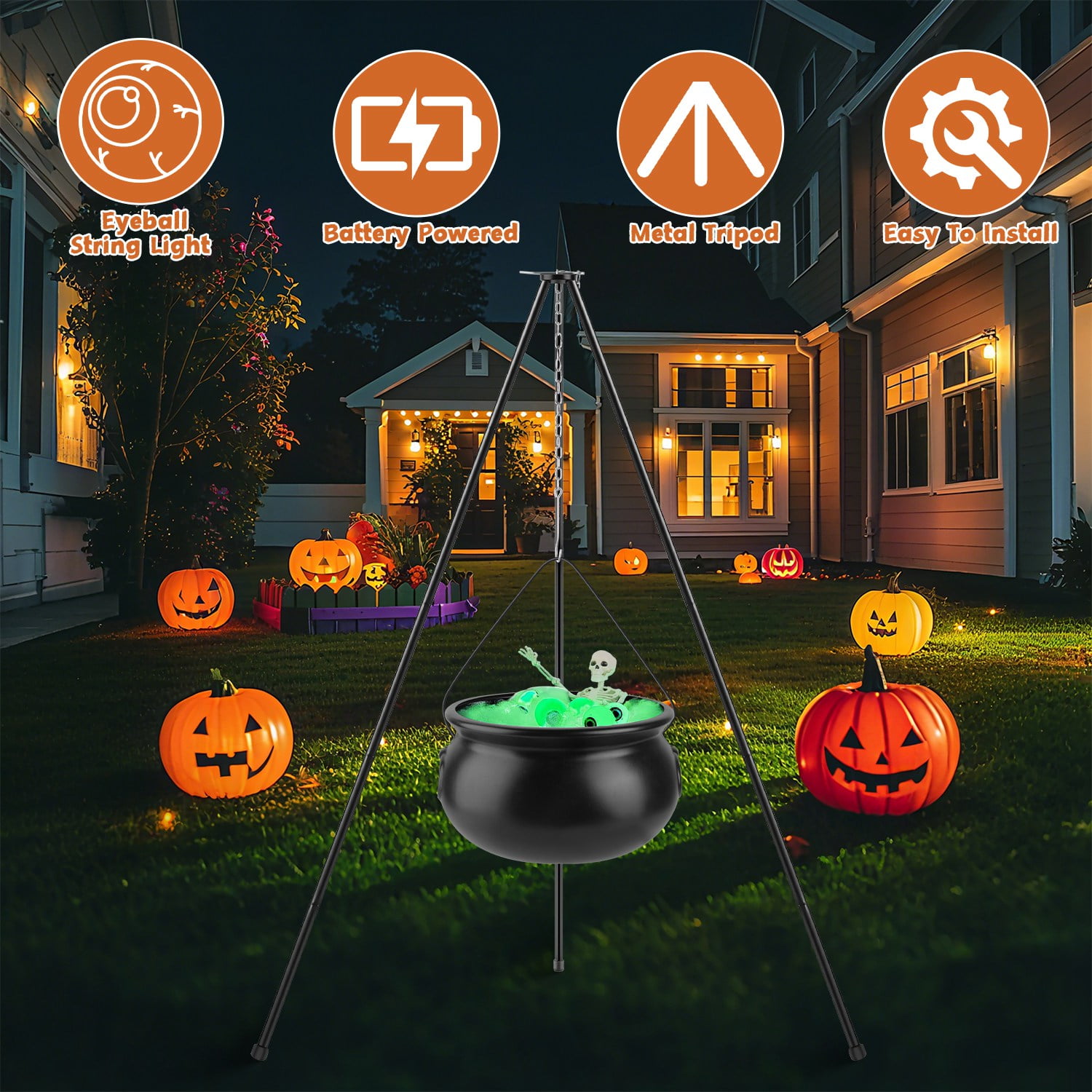 Imountek Large Halloween Witch Cauldron with 56.49” Tripod Eyeball ...