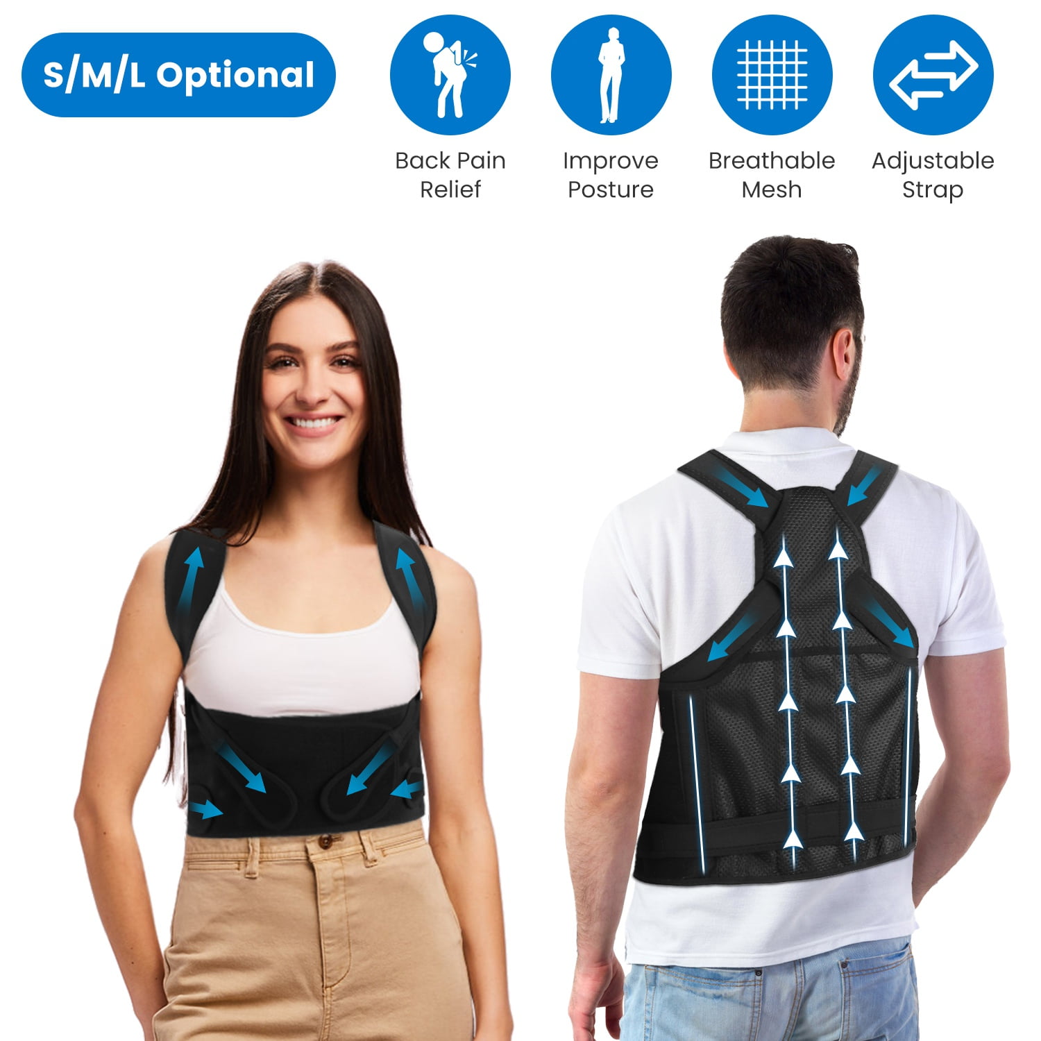 Imountek Posture Corrector for Women Men, Adjustable Back Brace for ...
