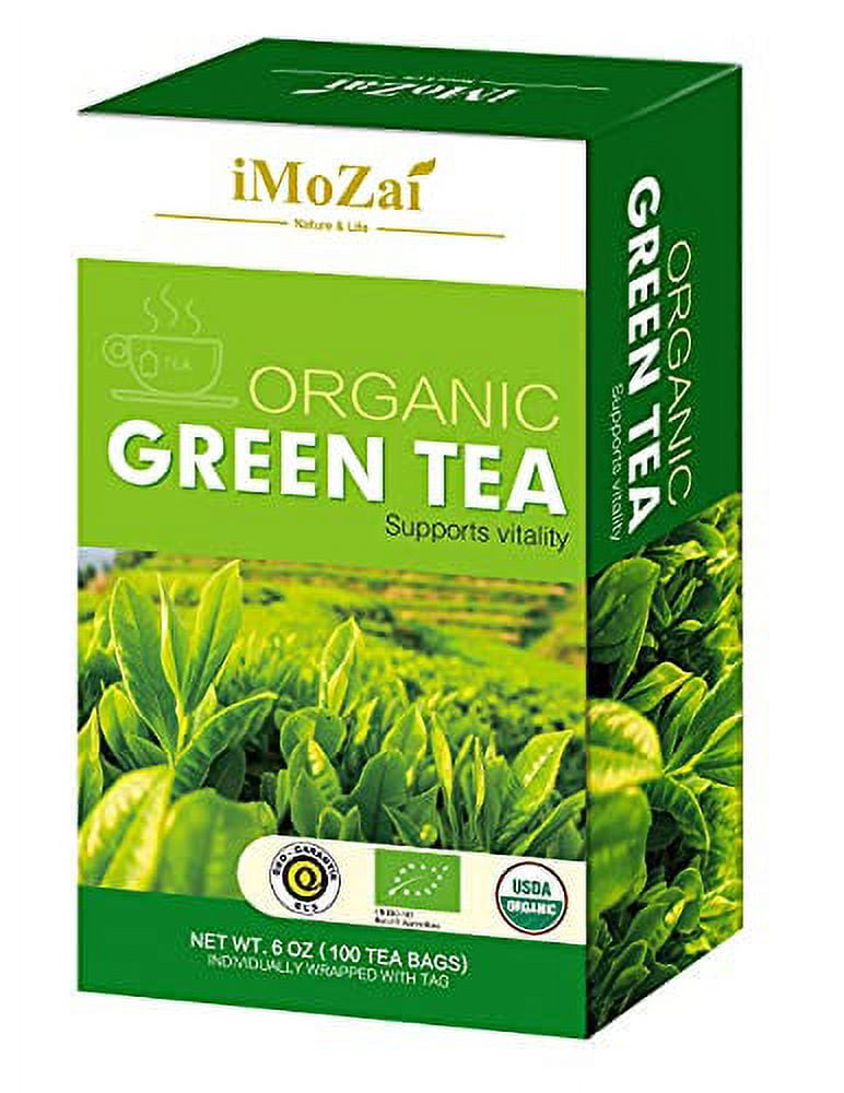 Imozai Organic Green Tea Bags 100 Count Individually Wrapped - Walmart.com