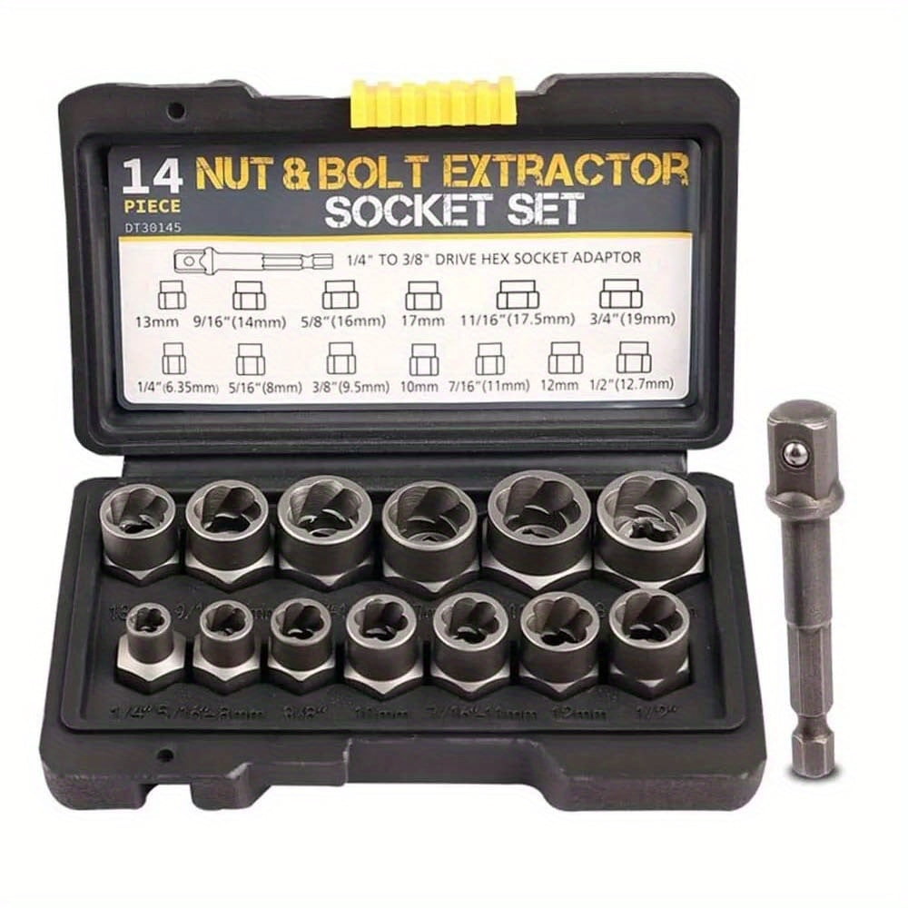 [Impact Bolt Nut Remover] 14pcs Impact Bolt Nut Removal Twist Socket ...