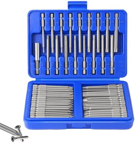 Impact Driver Bit Set 50 count CRV 1/4'' Hex-Shank Phillips Slotted Hex ...