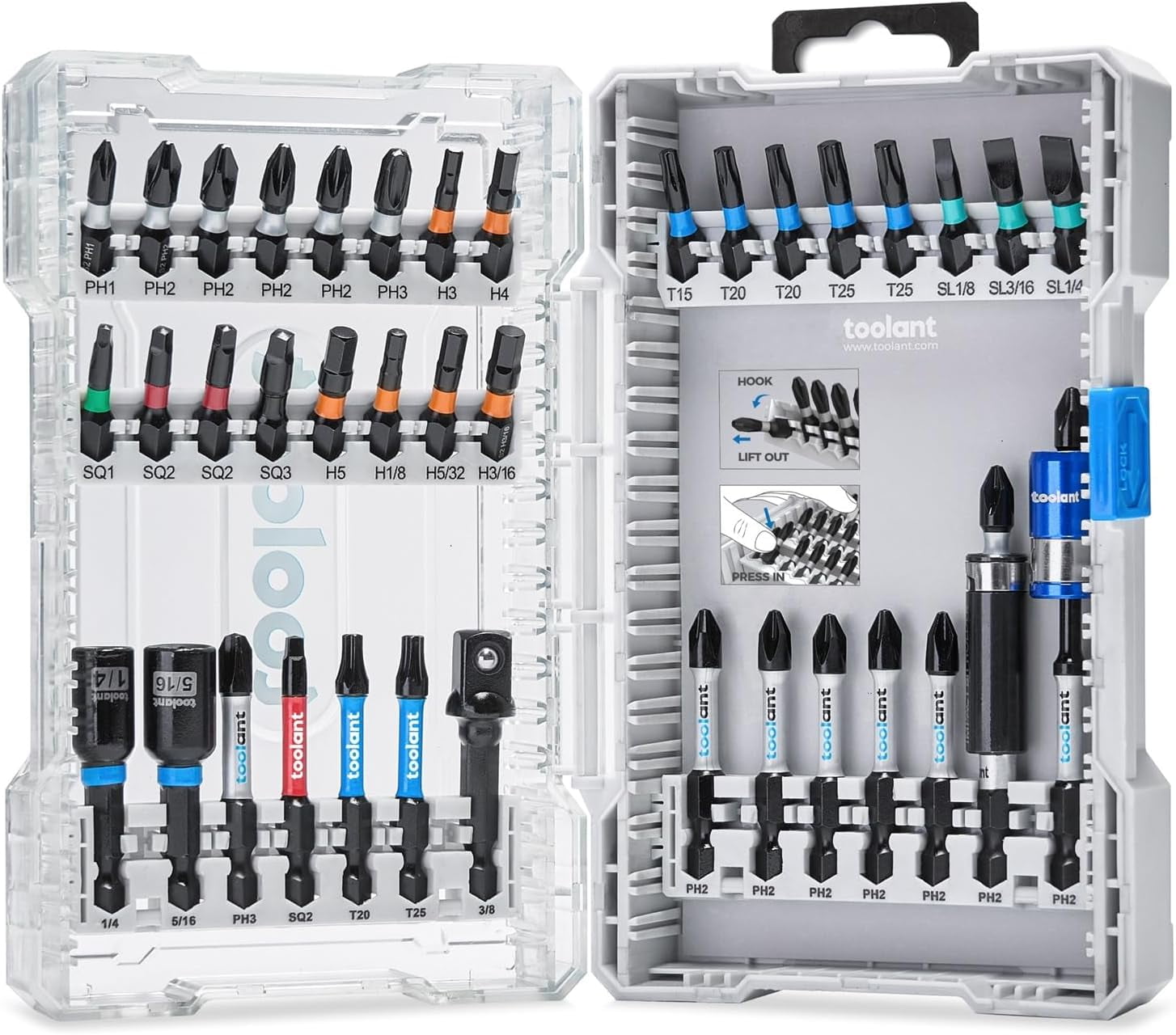 Impact Driver Bit Set, Magnetic Screwdriver Bit Set, 1/4'' Hex S2 Steel ...