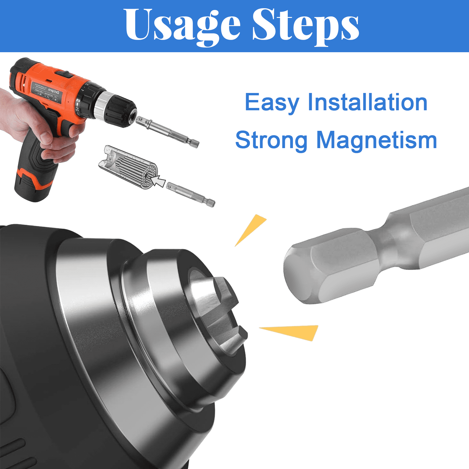 Impact Grade Screwdriver Socket Adapter Extension Kit Drill Bit 8Pcs 1/ ...