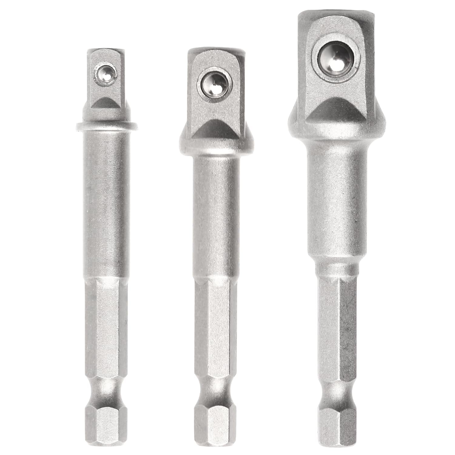 Impact Grade Socket Adapter Set – 1/4", 3/8", 1/2" Drive – Hex Shank Drill Bit Adapter – CR-V ...