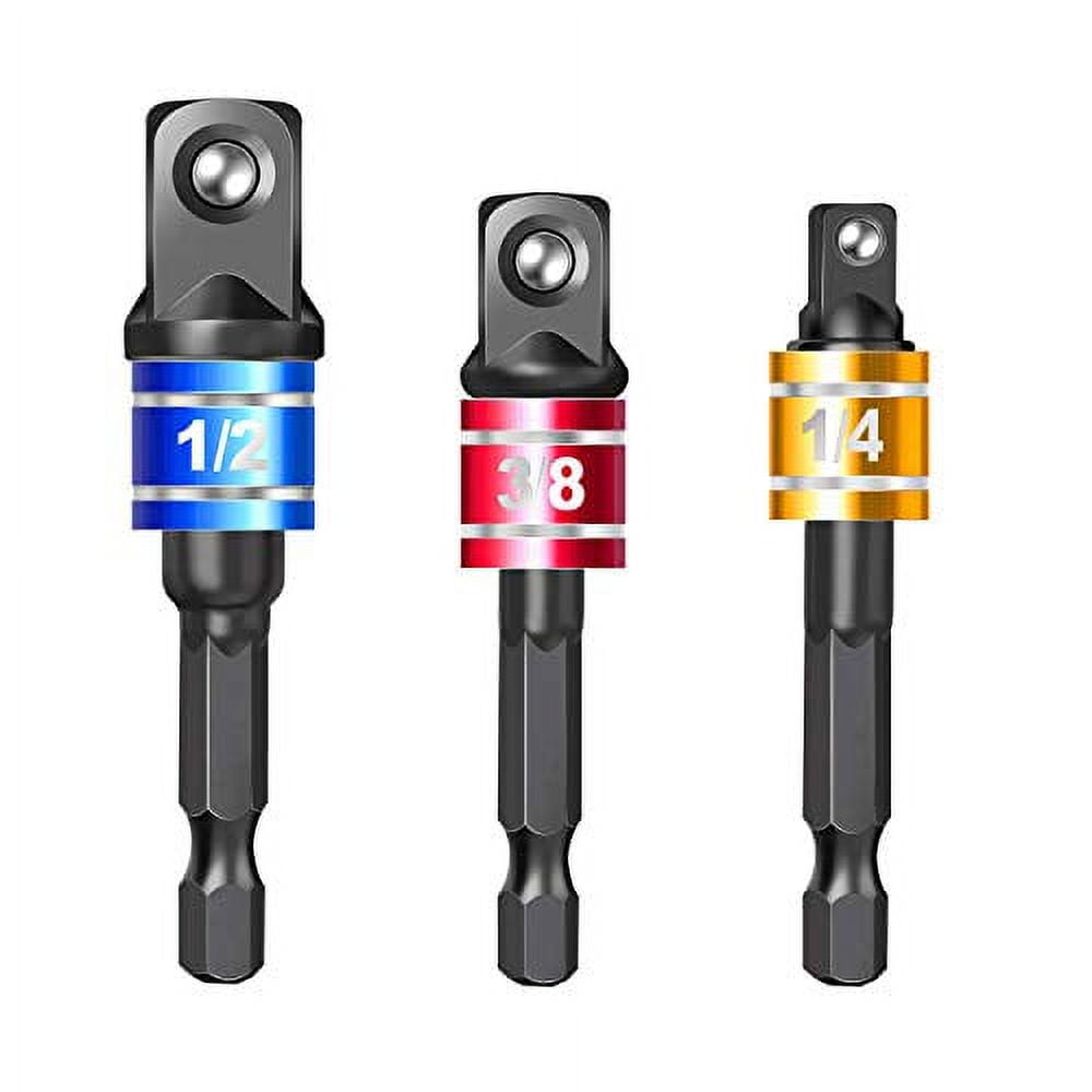 Impact Grade Socket Wrench Adapter Extension Set Turns Power Drill Into High Speed Nut Driver ...