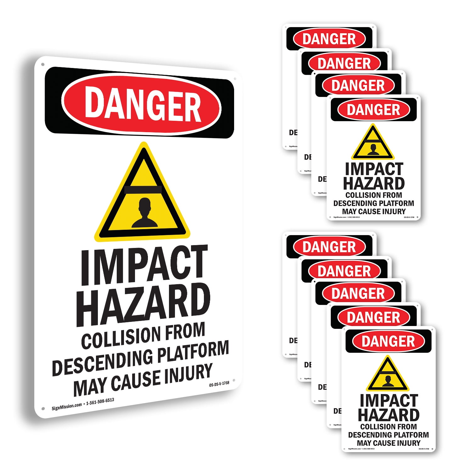 Impact Hazard Collision OSHA Danger Aluminum Sign 14 Inch x 10 Inch ...