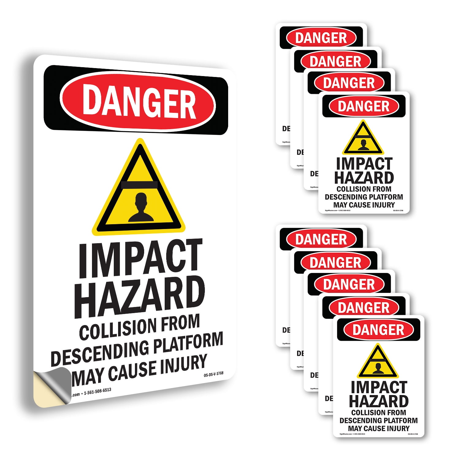 Impact Hazard Collision OSHA Danger Vinyl Decal Label 10 Inch x 7 Inch ...