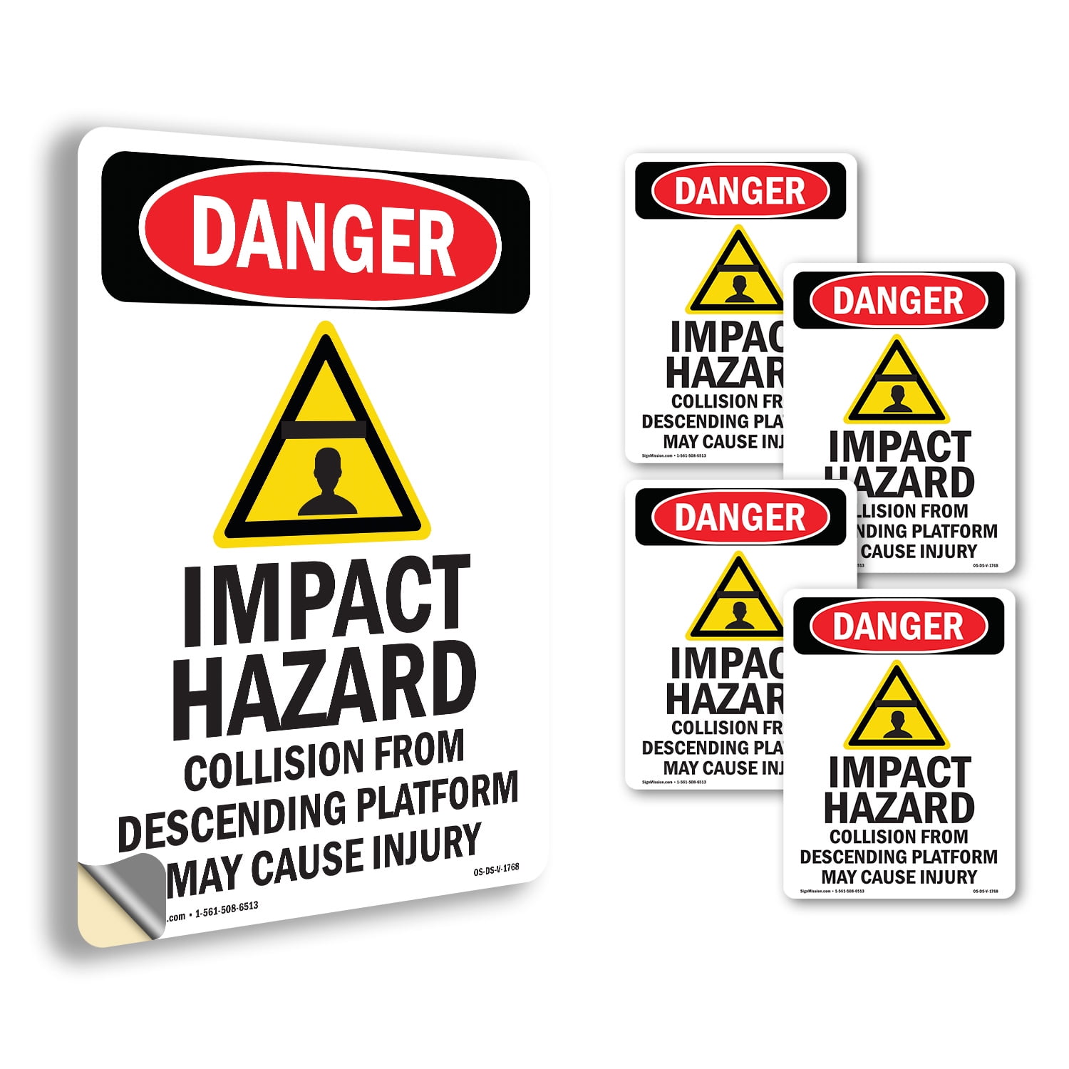 Impact Hazard Collision OSHA Danger Vinyl Decal Label 5 Inch x 3.5 Inch ...